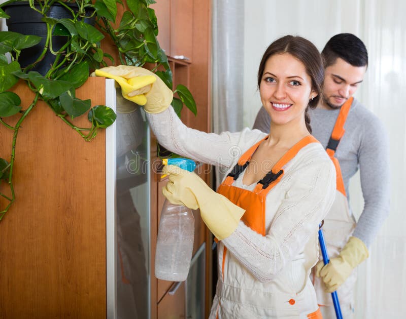 Professional Cleaners at Work Stock Photo - Image of adult, interior ...