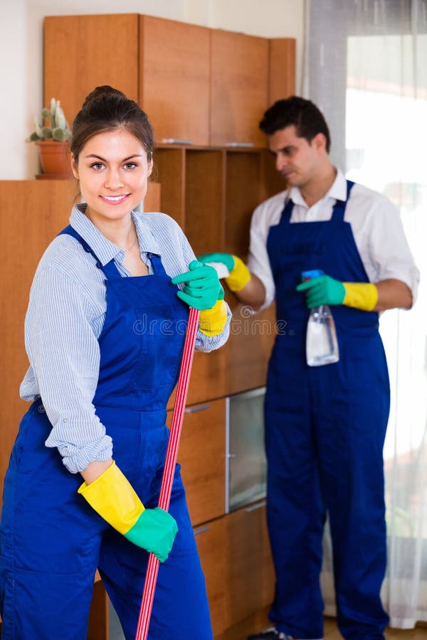 Professional Cleaners at the Work Stock Photo - Image of ordinary ...