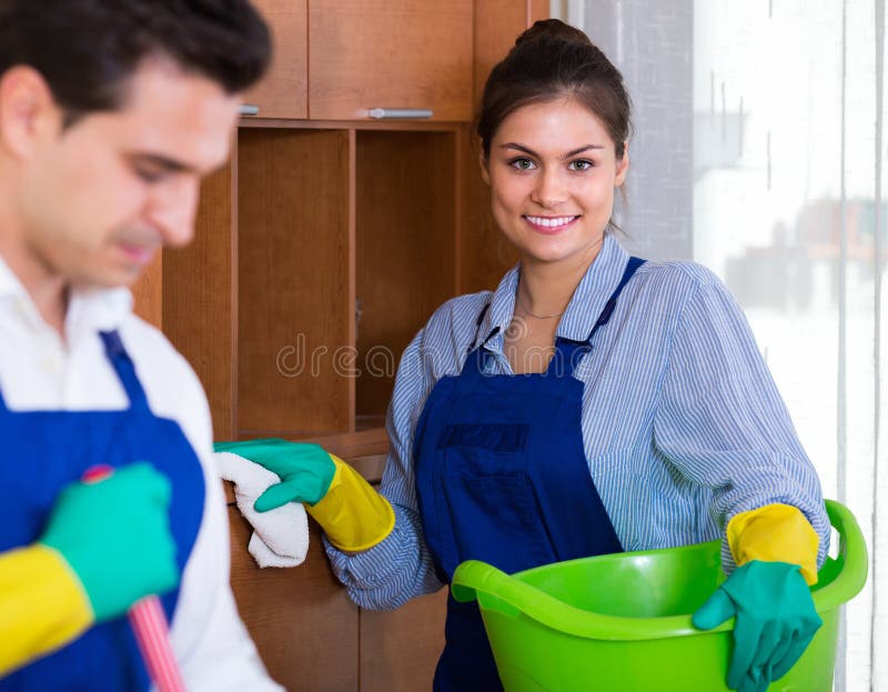 Professional Cleaners at the Work Stock Photo - Image of chores ...