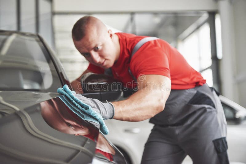 Professional Cleaning and Car Wash in the Car Showroom Stock Photo ...