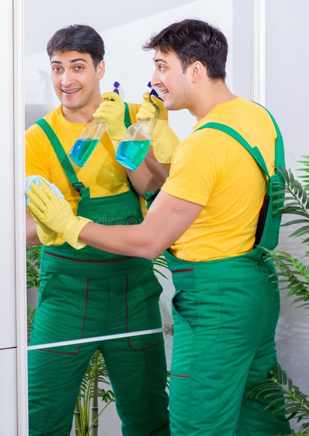 Professional Cleaning Contractor Working at Home Stock Image - Image of ...