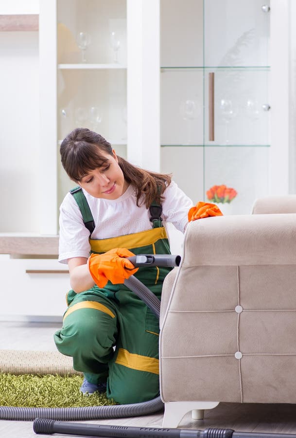 Professional Cleaning Contractor Working at Home Stock Photo - Image of ...
