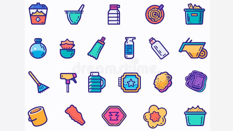 Professional Cleaning Rag Outline Icons Vector Illustration Stock ...