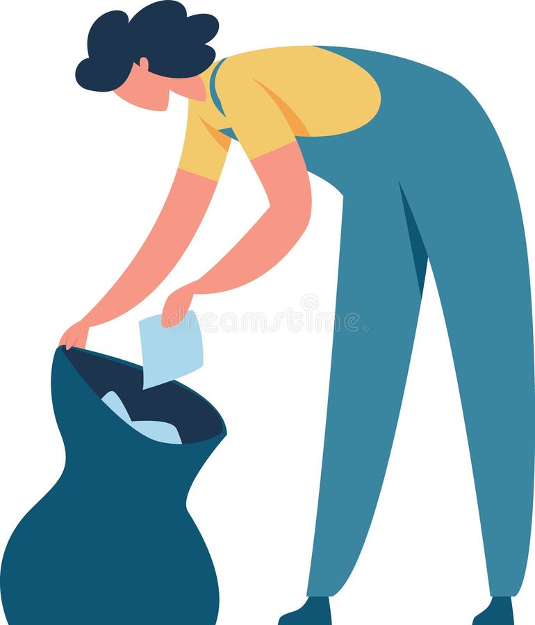 Professional Cleaning Service Worker Collecting Trash in a Garbage Bag ...