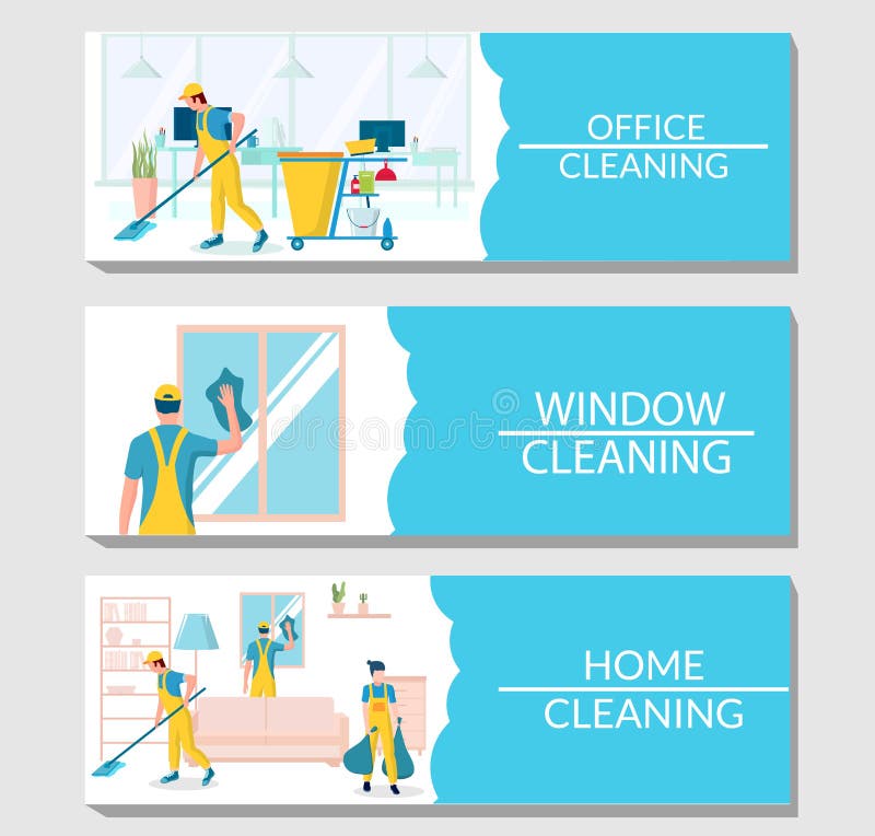 Professional Office Cleaning Services Vector Concept Illustration Stock ...