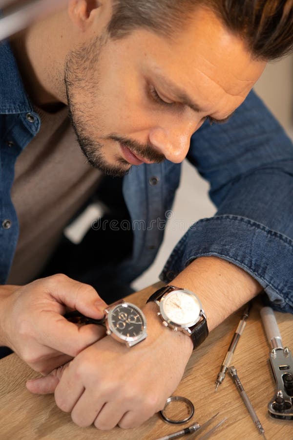 Professional Clockmaker Repairing Watch Stock Image - Image of inside ...