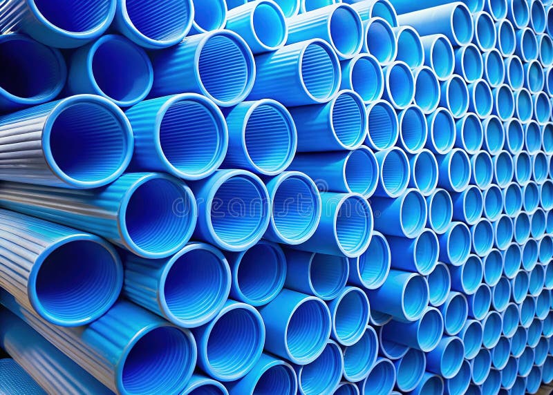 Professional Closeup of a Stacked PVC Pipe Inventory in a WellLit ...