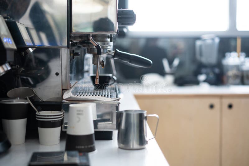 Professional Coffee Machine in a Bar Stock Image - Image of industry ...
