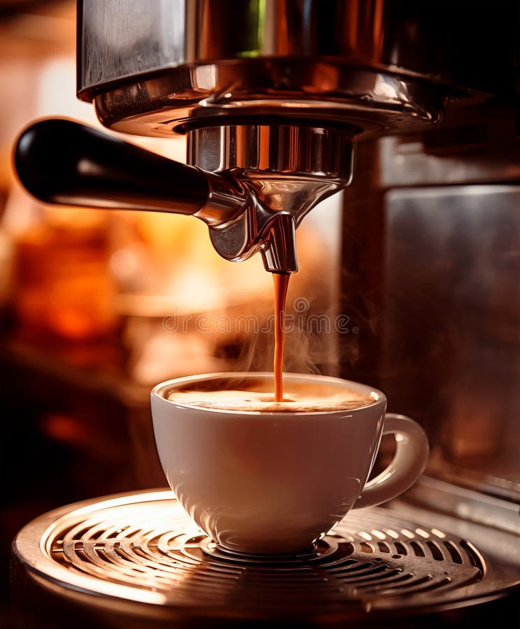 Professional Coffee Machine Brewing Espresso Stock Image - Image of ...