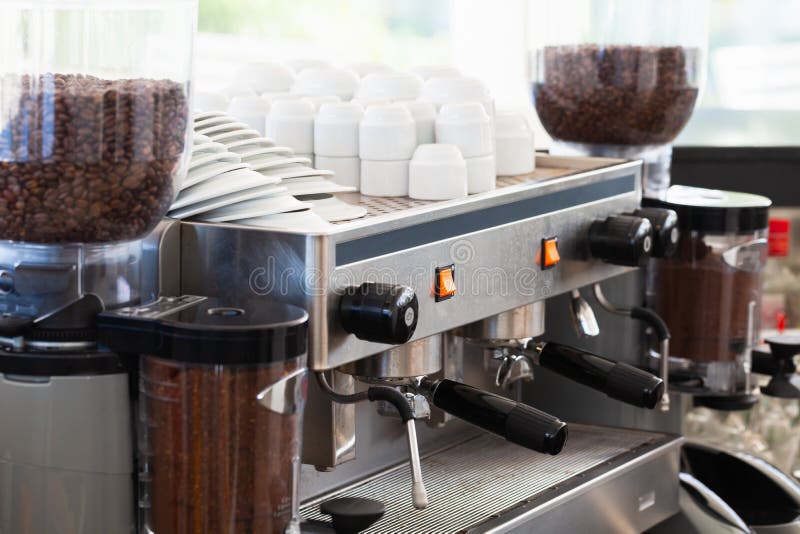 Professional Coffee Machine, Close-up Photo Stock Image - Image of ...