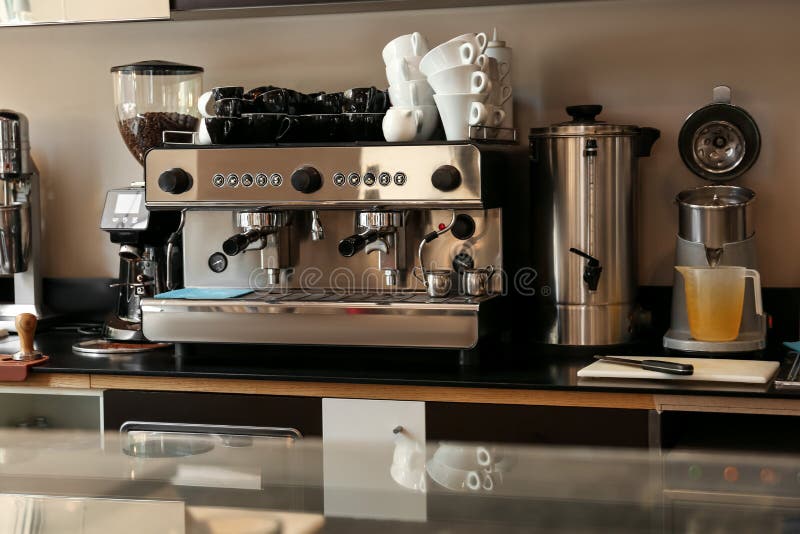 Coffee Machine on Countertop in Cafe Stock Photo - Image of appliance ...