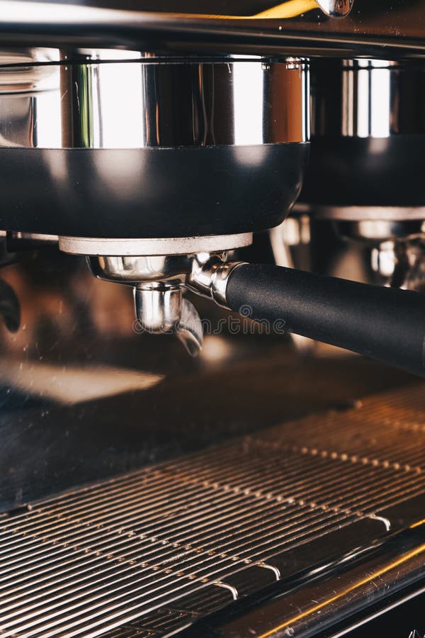 Professional Coffee Machine on Countertop in Cafe. the Modernity of ...
