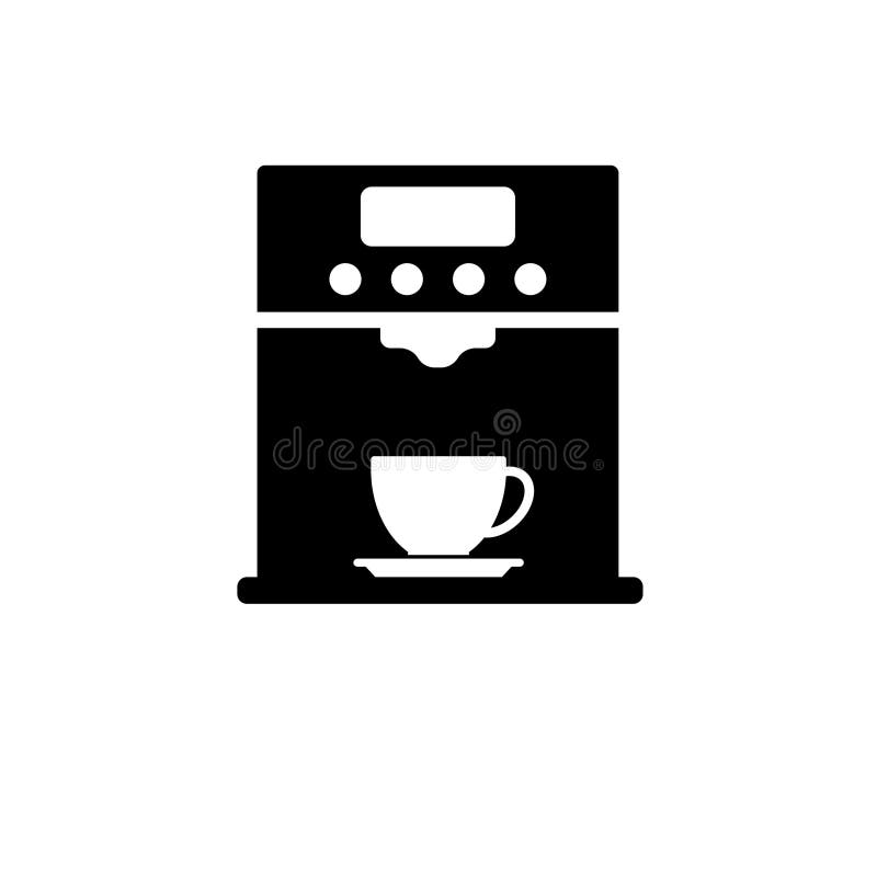 Professional Coffee Machine, Latte Maker Solid Flat Vector Icon Isolated on White Background ...