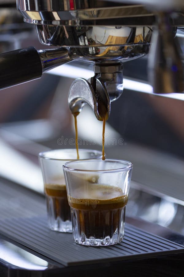 Professional Coffee Machine Makes Espresso Stock Image - Image of ...