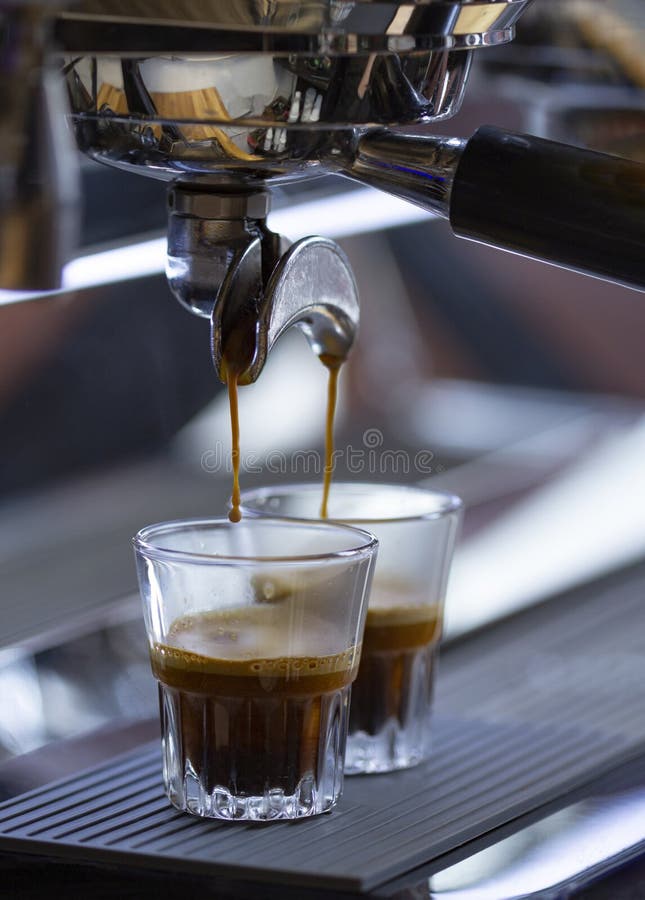 Professional Coffee Machine Makes Espresso Stock Image - Image of ...