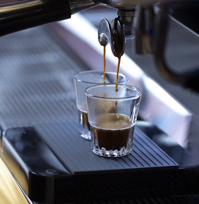 Professional Coffee Machine Makes Espresso Stock Photo - Image of ...