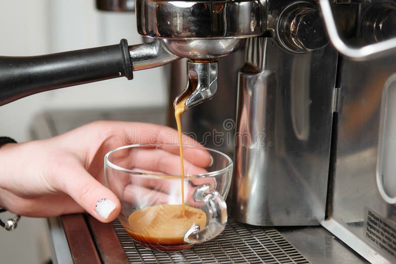 Professional Coffee Machine Making Espresso in a Cafe Stock Image ...