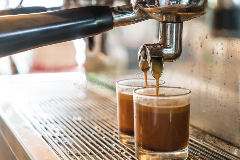 Professional Coffee Machine Making Espresso in a Cafe Stock Image ...