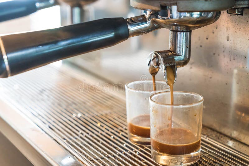 Professional Coffee Machine Making Espresso in a Cafe Stock Photo ...