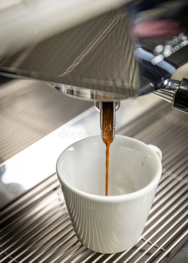 Professional Coffee Machine Pouring Espresso Coffee Stock Image - Image ...
