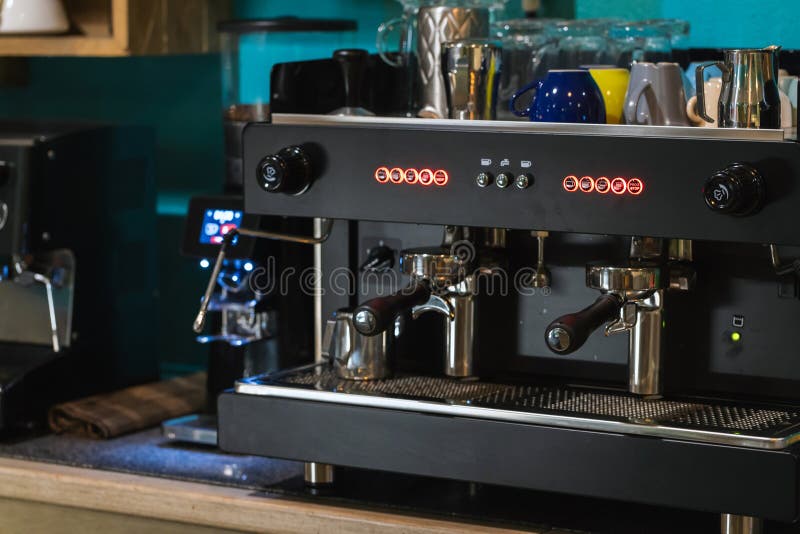 Professional Coffee Machine Stands in a Restaurant Stock Photo - Image ...