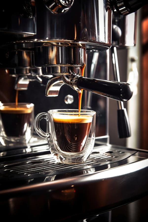 Professional Coffee Maker Machine Brewing Fresh Espresso Coffee in Cafe ...