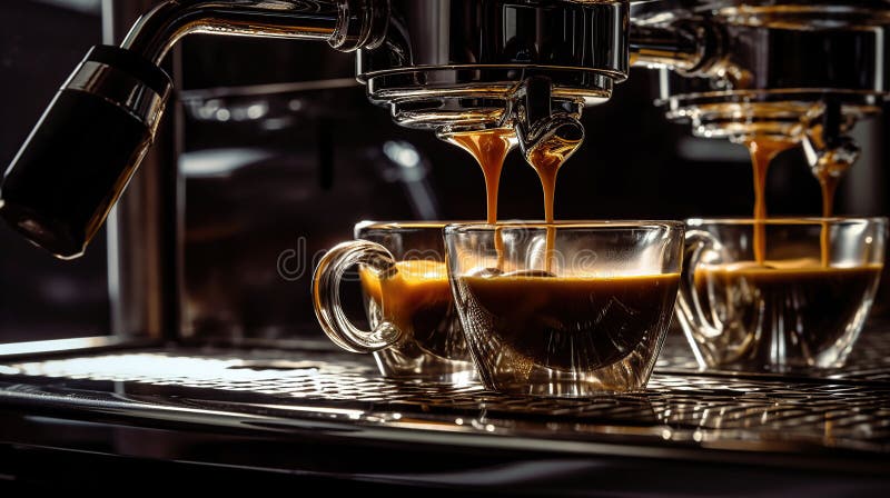 Professional Coffee Maker Machine Brewing Fresh Espresso Coffee in Cafe ...