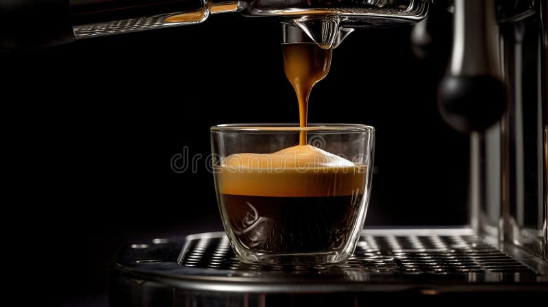 Professional Coffee Maker Machine Brewing Fresh Espresso Coffee in Cafe ...