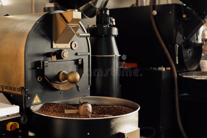 Professional Coffee Roasting Machine in Process Stock Photo - Image of ...