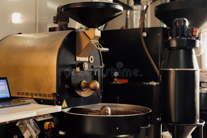 Professional Coffee Roasting Machine in Process Stock Image - Image of ...