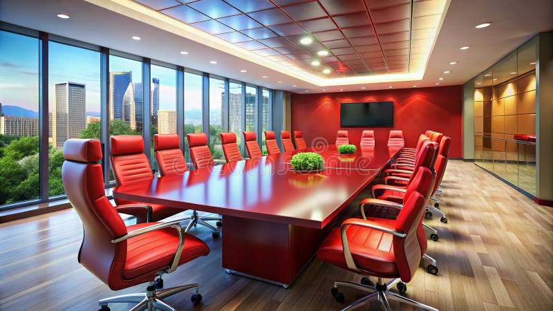 Professional Collaboration Space Modern Conference Room with Red Table ...