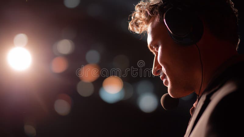 Professional Commentator Provides Analysis during an Exciting Live ...