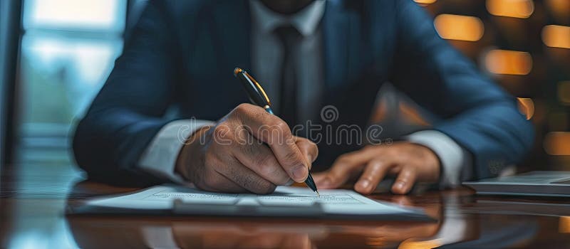 Professional Commitment: Executive Signing Important Documents in ...