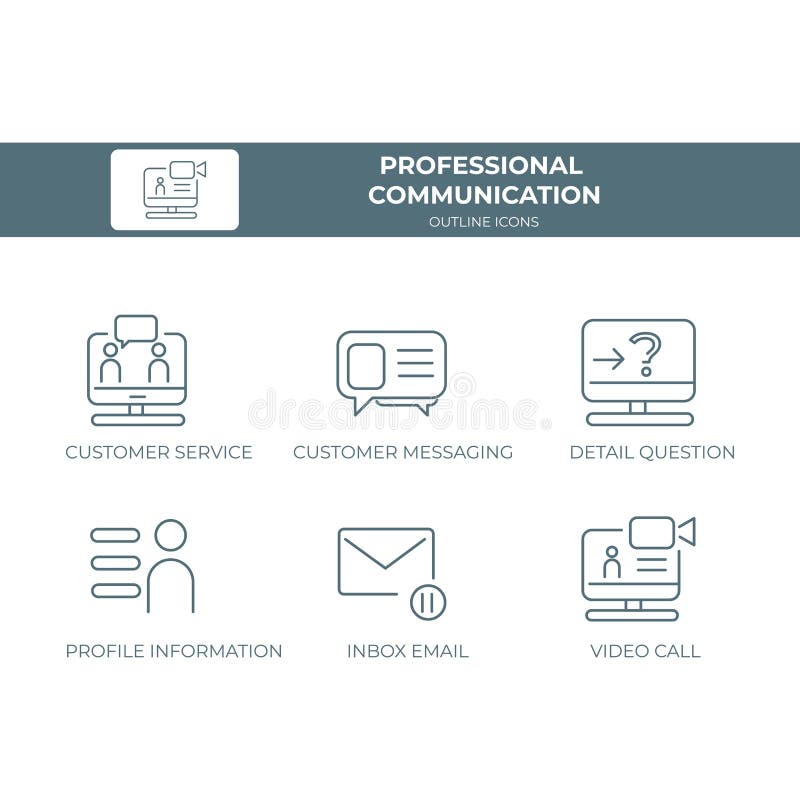 Professional Communication Outline Icon Set with Message, Question ...