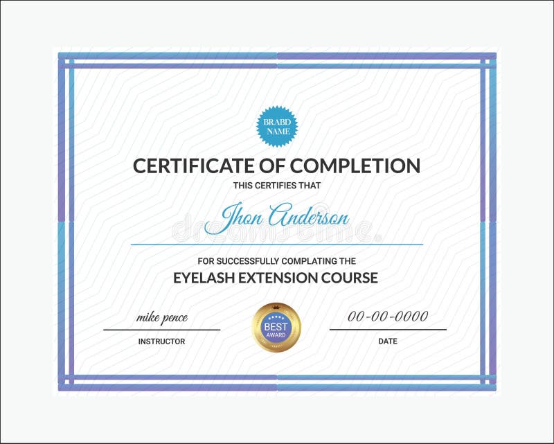 Professional Completion Award Certificate Design Stock Vector ...