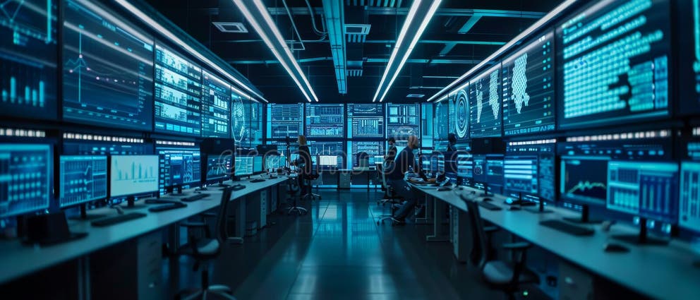 Professional Computer Data Science Engineers Work on Desktops with ...