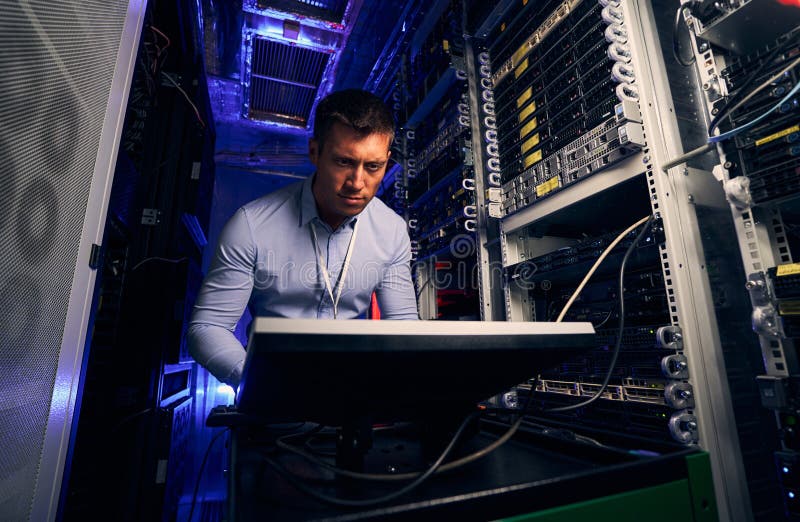 It Professional Concentrated on Testing Installed Equipment Stock Image ...