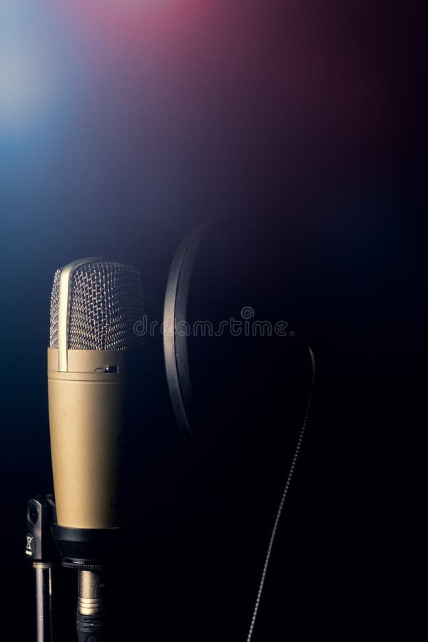 Professional Condenser Microphone with Pop Filter Stock Image - Image ...