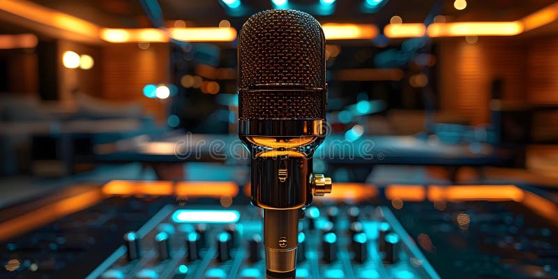 Professional Condenser Studio Microphone with Blurred Background of ...