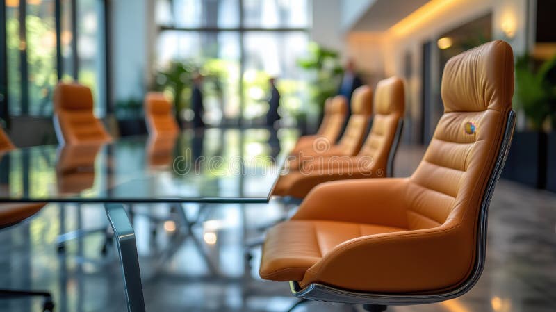 Professional Conference Room with Glass Table and High-back Chairs for ...