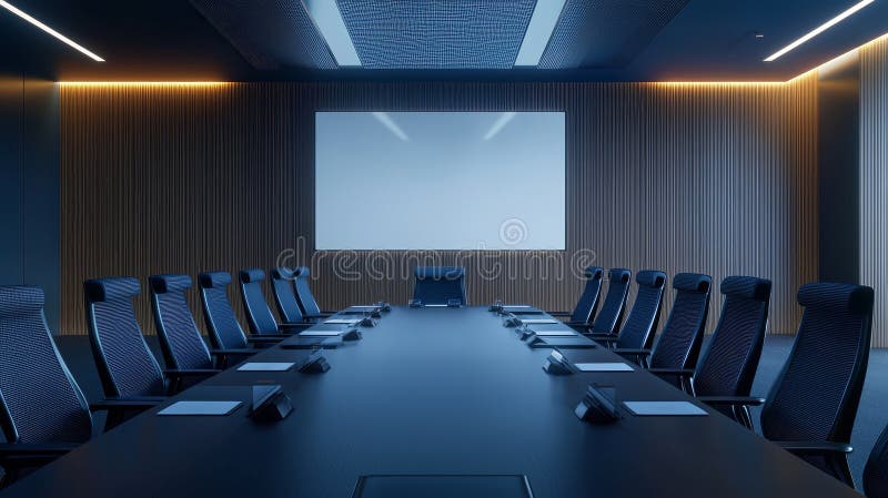 Professional Conference Room with Projector Screen and Comfortable ...
