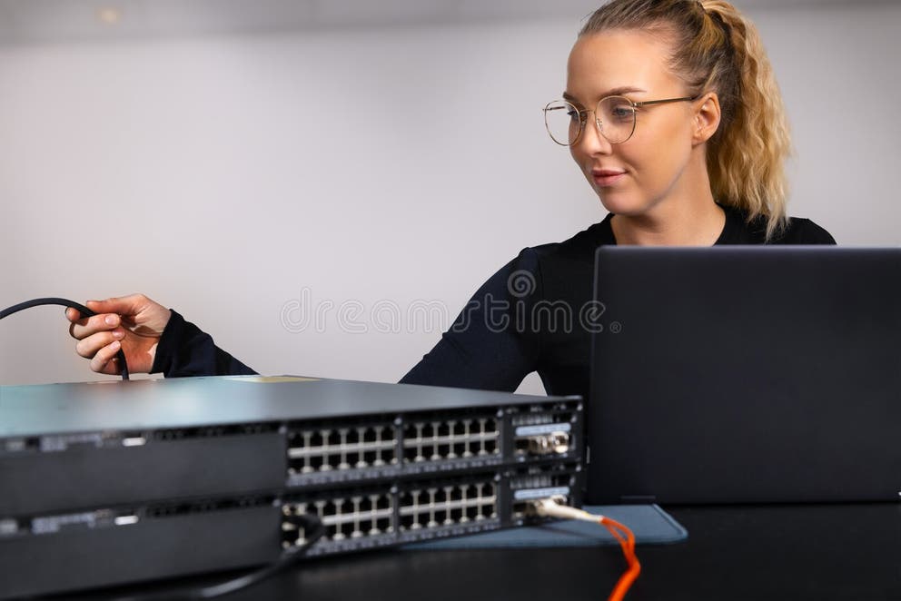It Technician Professional Configuring Network Switch and Managing Network Cables and Hardware ...
