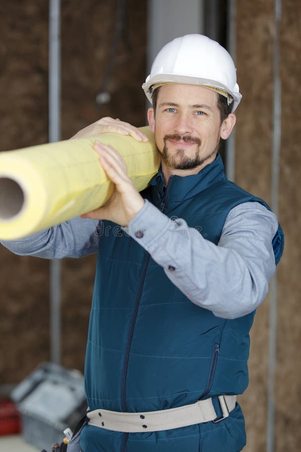 Professional Construction Engineer Holding Paper Roll Stock Image ...