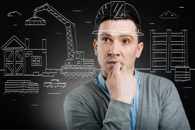 Professional Construction Engineer Standing on the Construction Set ...