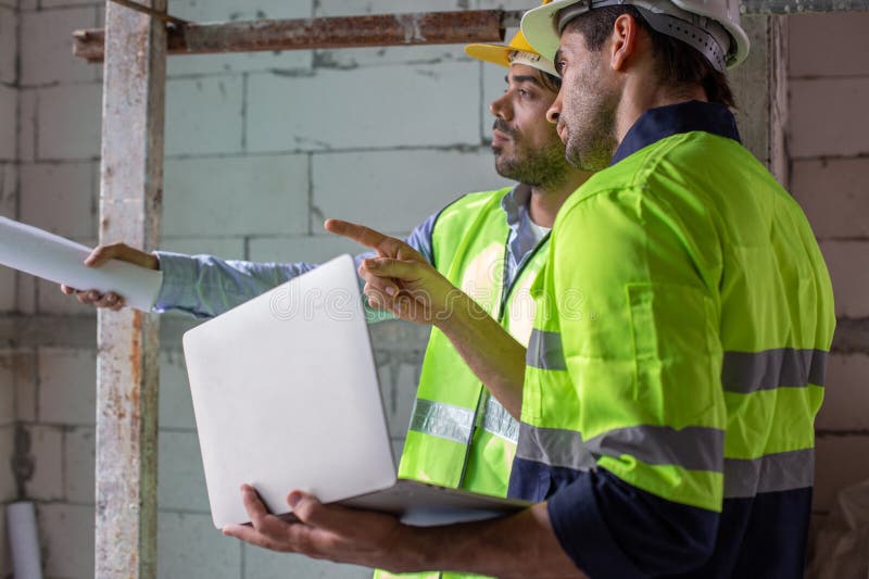 Professional Construction Engineer Team, Two Man Engineer Wear Uniform ...