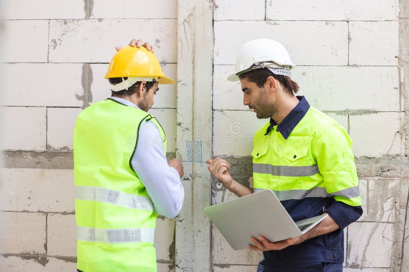 Professional Construction Engineer Team, Two Man Engineer Wear Uniform ...