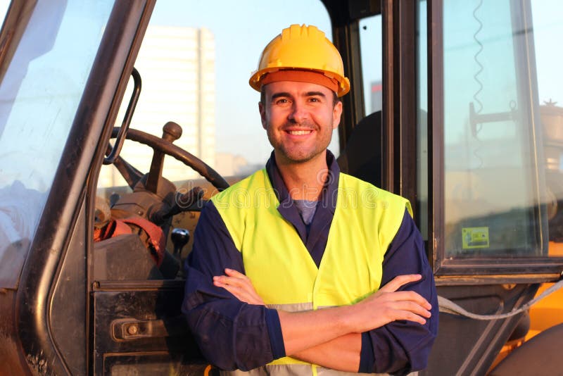 Professional Construction Industry Driver Close Up Stock Photo - Image ...
