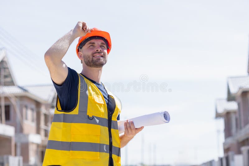 Professional Construction Worker Engineer Male. Real Estate House ...