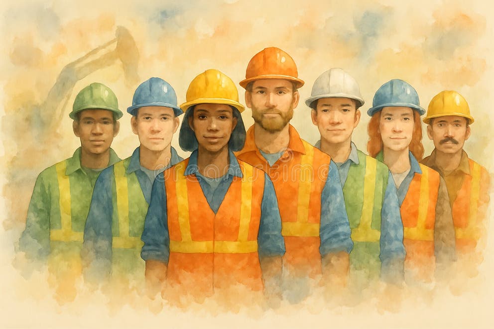 Professional Construction Workers Standing Together May Day , Labor Day ...