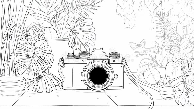 Professional Continuous Line Drawing of Digital Camera Stock ...
